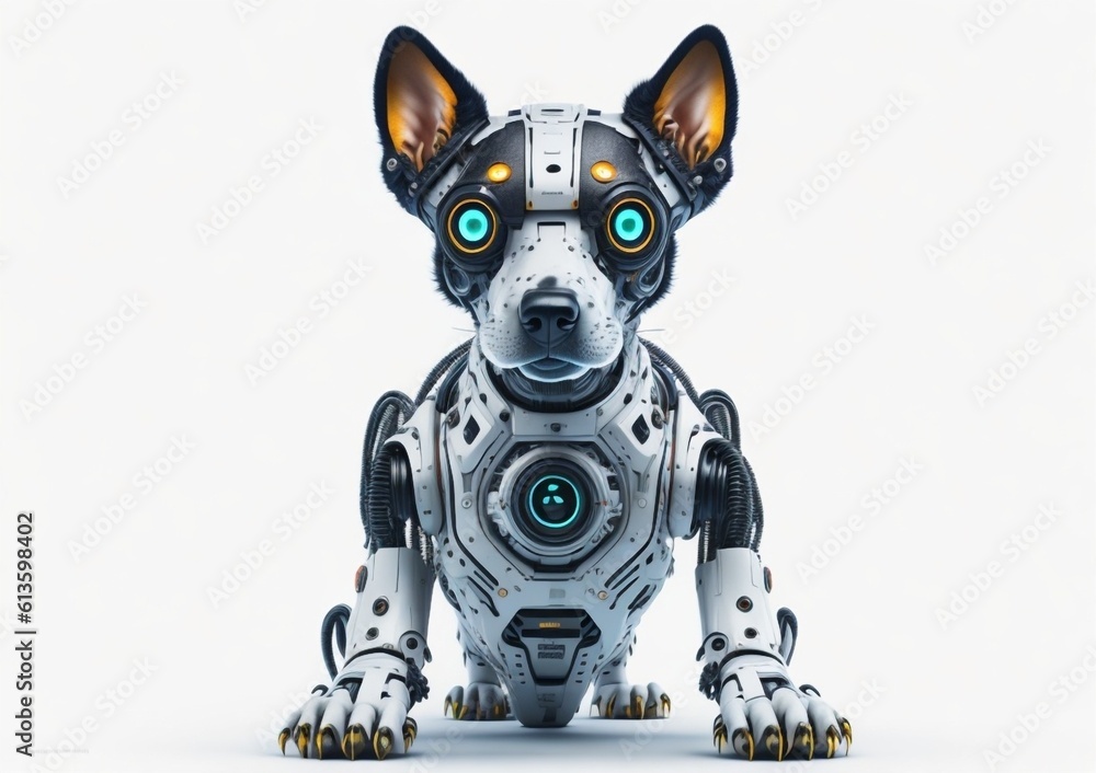 Futuristic Robot Dog on White Background, White Background with ...