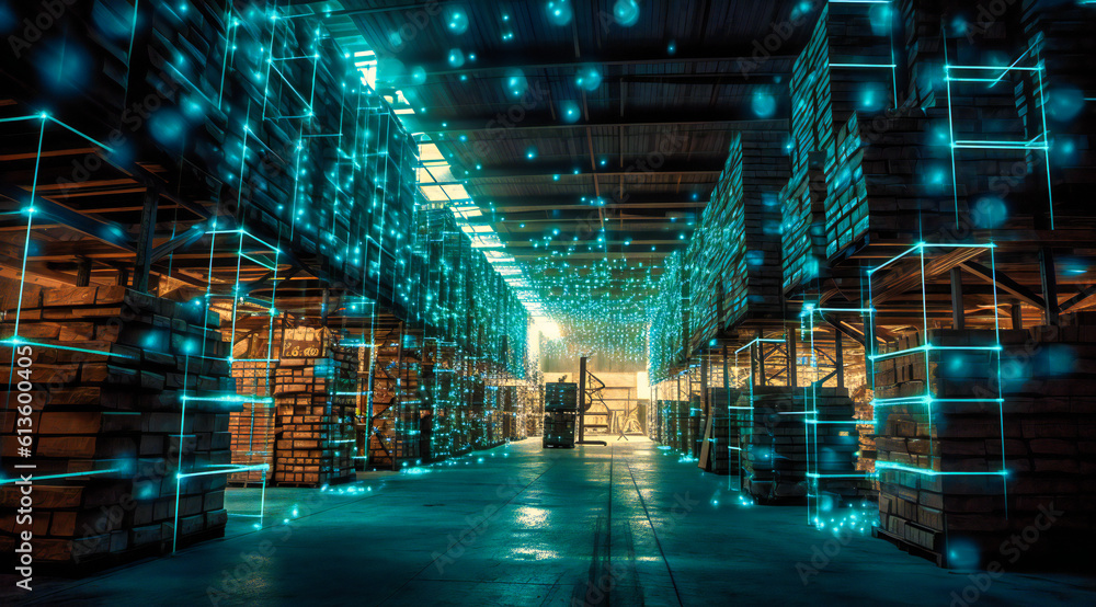 the warehouse with electronic symbols Stock Illustration | Adobe Stock