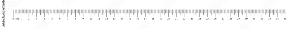 Measuring chart with 35 centimeters. Ruler scale with numbers. Length ...