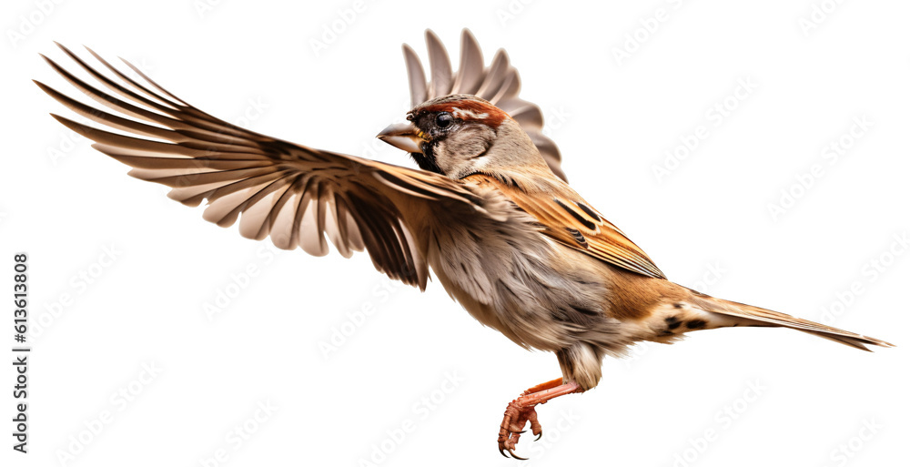 Flying Sparrow isolated on the transparent background PNG. AI ...