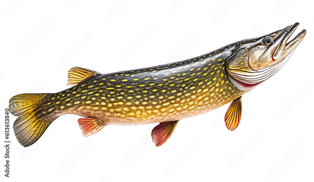 Pike isolated on the transparent background PNG. AI generative. Stock ...