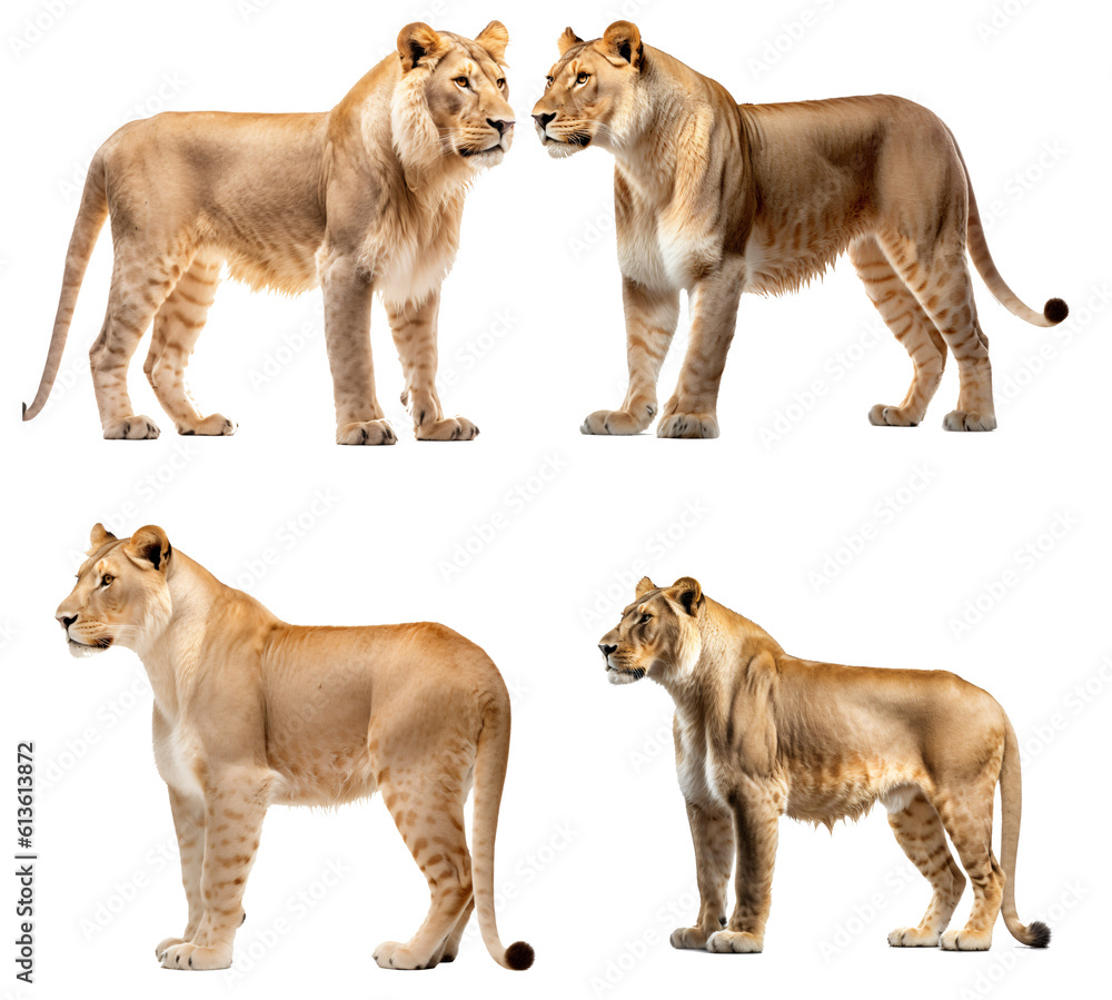 Set of Liger isolated on the transparent background PNG. AI generative ...