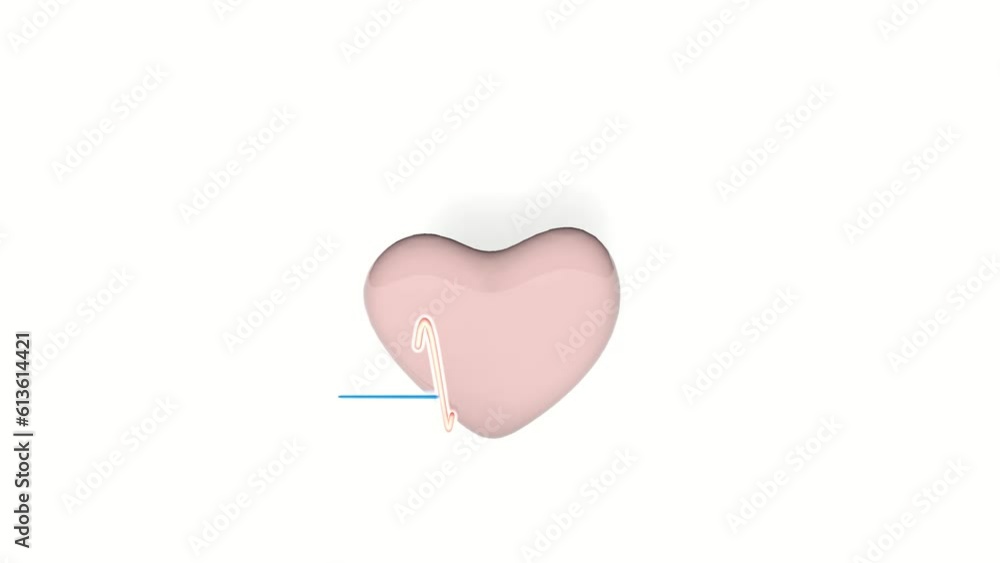Heartbeat monitor line, seamlessly loop animation, white line graph of ...