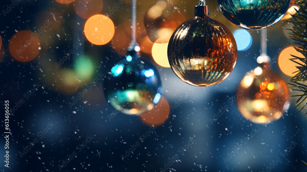 Weihnachtskugeln, Baum mit Freiraum. Hintergrund, Weihnachtskarte ...