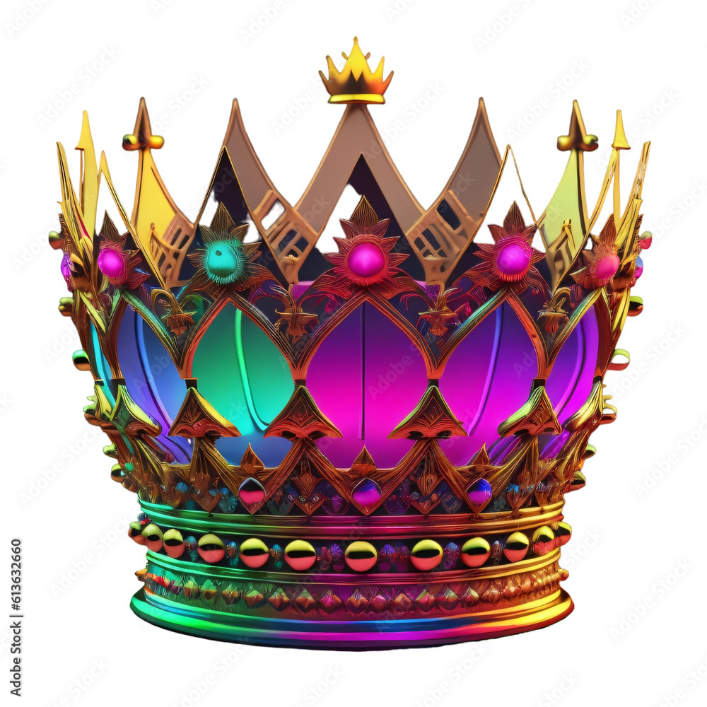 Multicolor crown on transparent background. Stock Illustration | Adobe ...