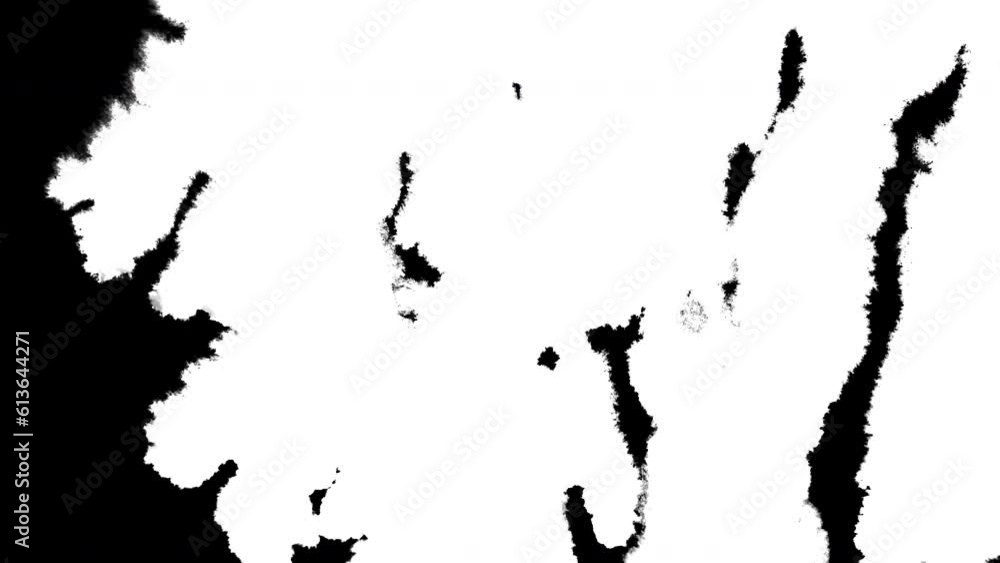 Vidéo Stock Black ink artistic flow splatter spots spills white paper ...