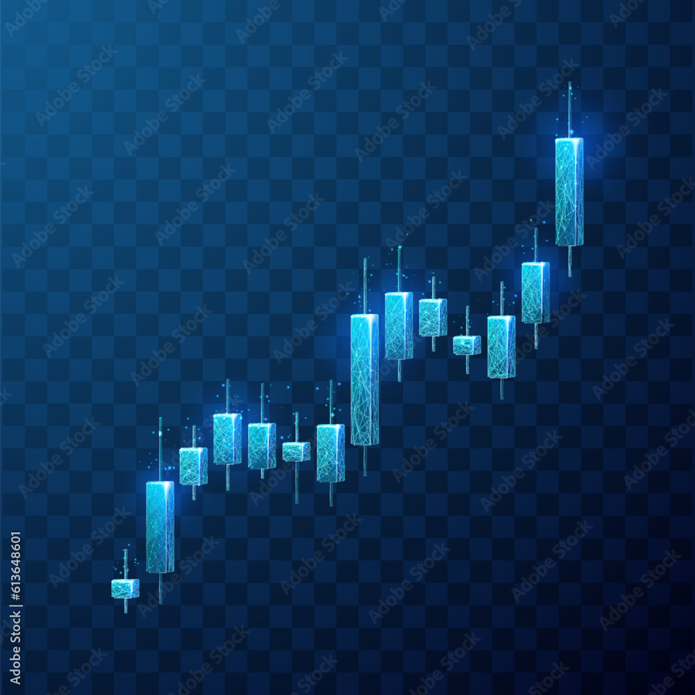 Abstract 3D Candlestick graph chart of stock market investment trading ...