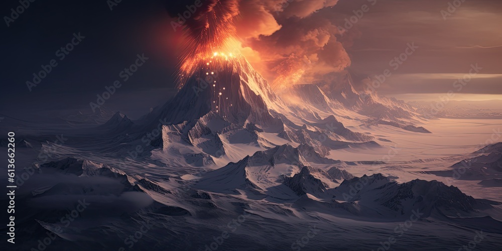 volcanic eruptions in Antarctica, in heavy snow, Environment-themed ...