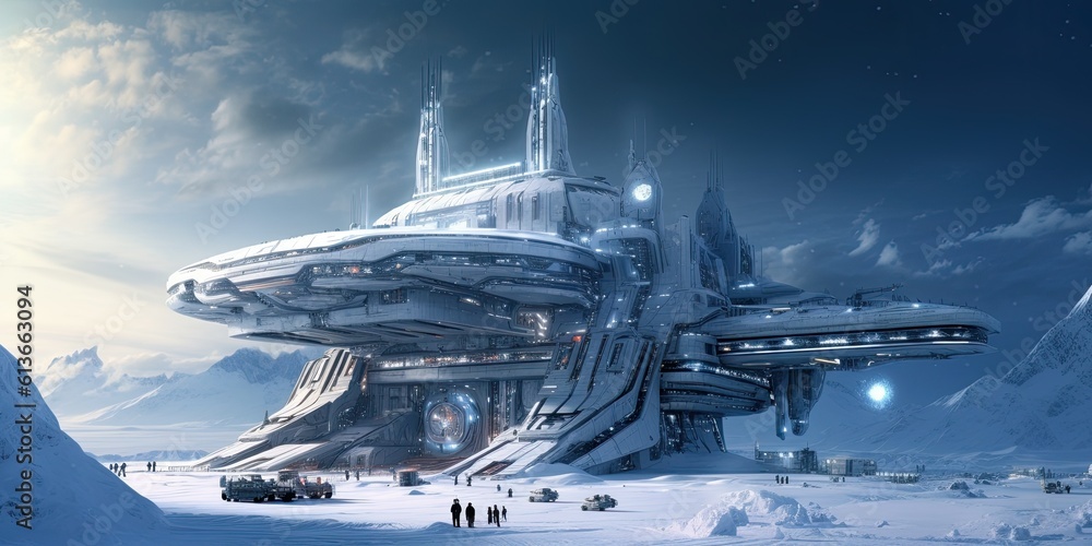 a futuristic Artic outpost colony Space Frontier-themed, horizontal ...