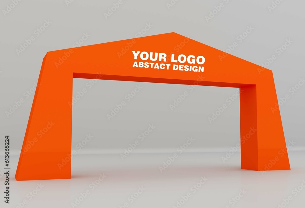 Exhibition stand green Gate entrance 3D illustration with for mock up ...