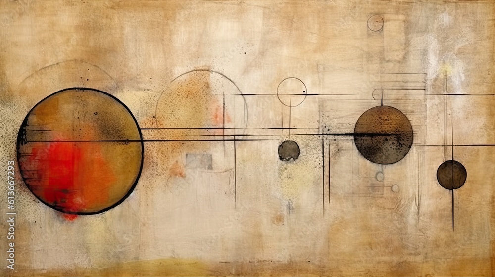 a Horizontal Abstract Geometric Art in tertiary and saturated colors ...