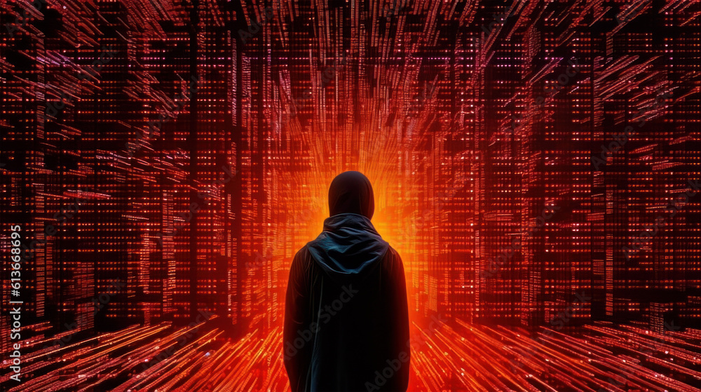 Red matrix wallpaper with binary code technology background Stock ...
