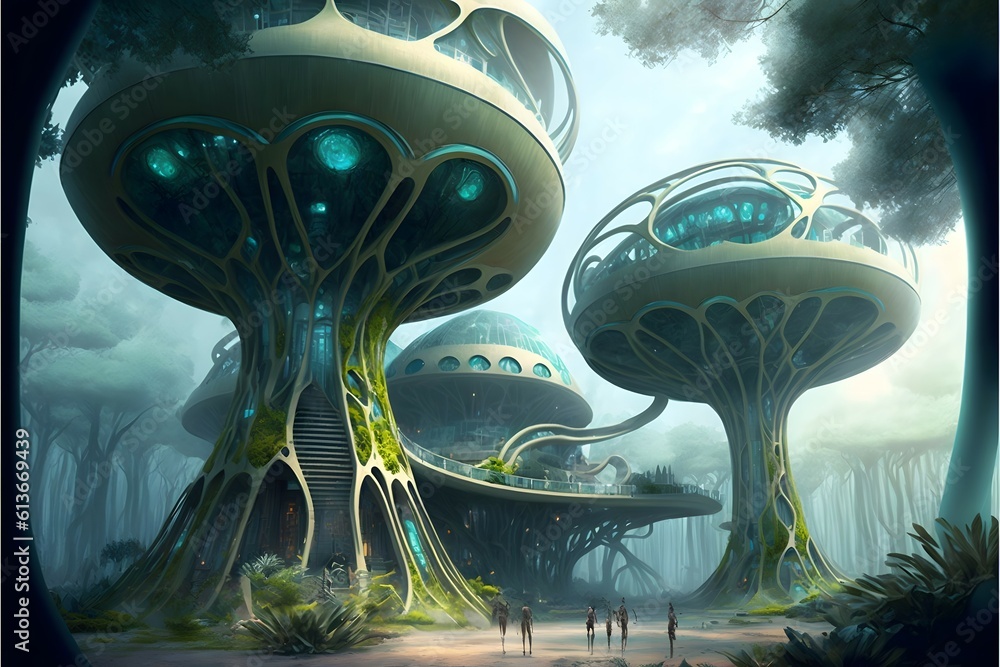 Ilustração do Stock: ultra futuristic Alien architecture, out-of-this ...