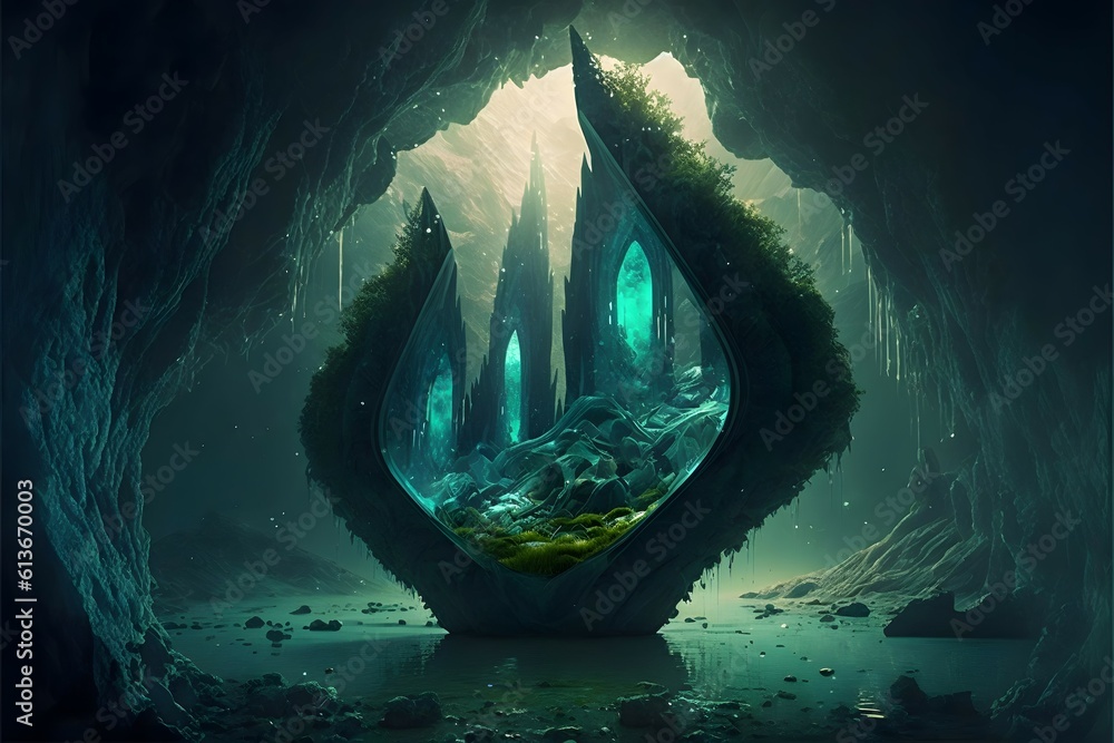 ancient alien estates carved out of a giant glowing crystal ancient ...