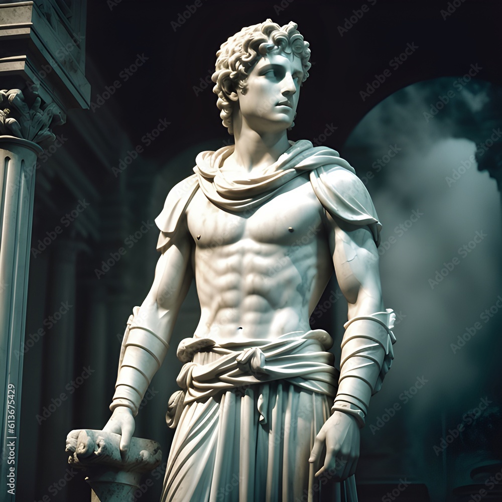 Poster, Foto A generative ai image of a white marble statue bust of a ...