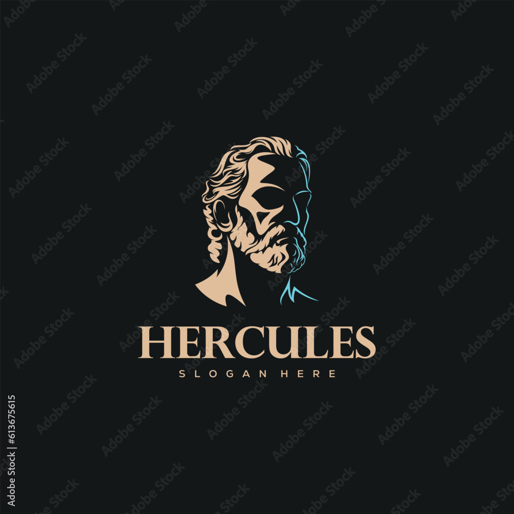 Hercules Heracles , Muscular Myth Greek Warrior Logo design Stock ...