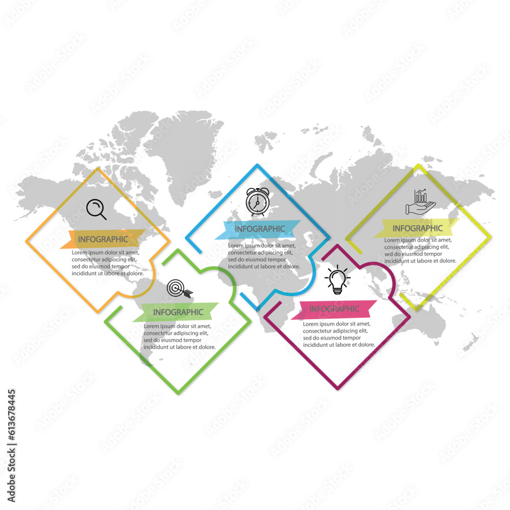 Thin line infographic design template with icons and 5 options or steps ...