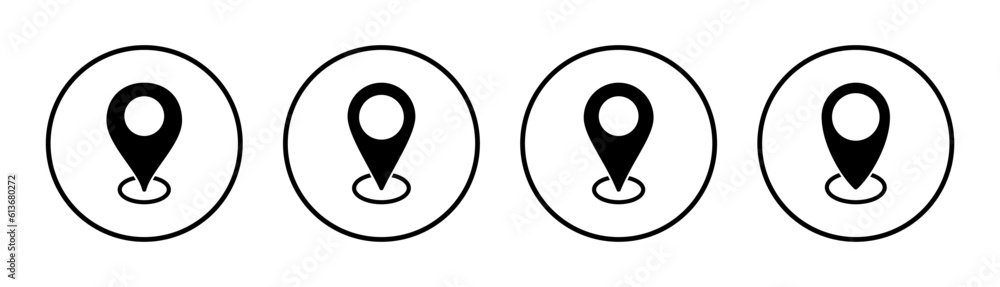 Address icon set illustration. home location sign and symbol. pinpoint ...