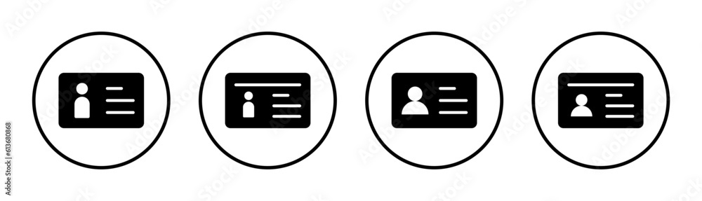 License icon set illustration. ID card icon. driver license, staff ...