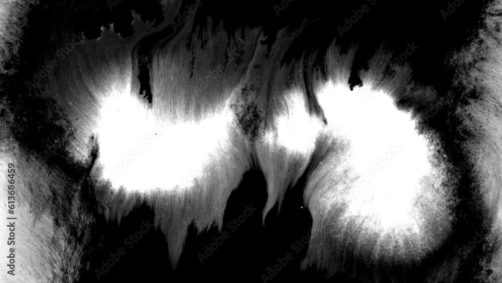 Black ink artistic abstract grunge background flow splatter spots ...