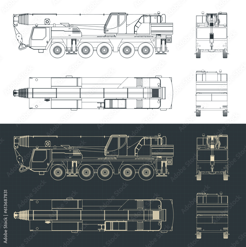 Mobile crane blueprints Stock Vector | Adobe Stock