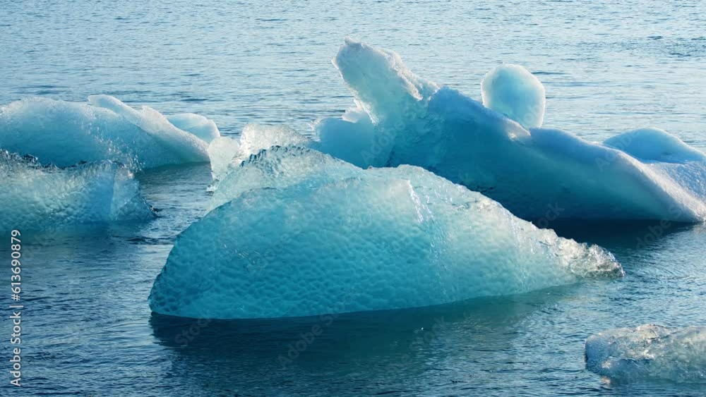 Blue Icebergs Breakaway from Glacier Pure Nature Iceland Crystal Clear ...
