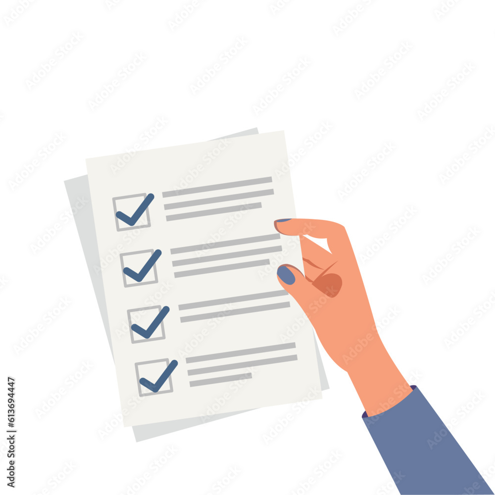 Hand holding check list document, survey, questionnaire concept. Stock ...