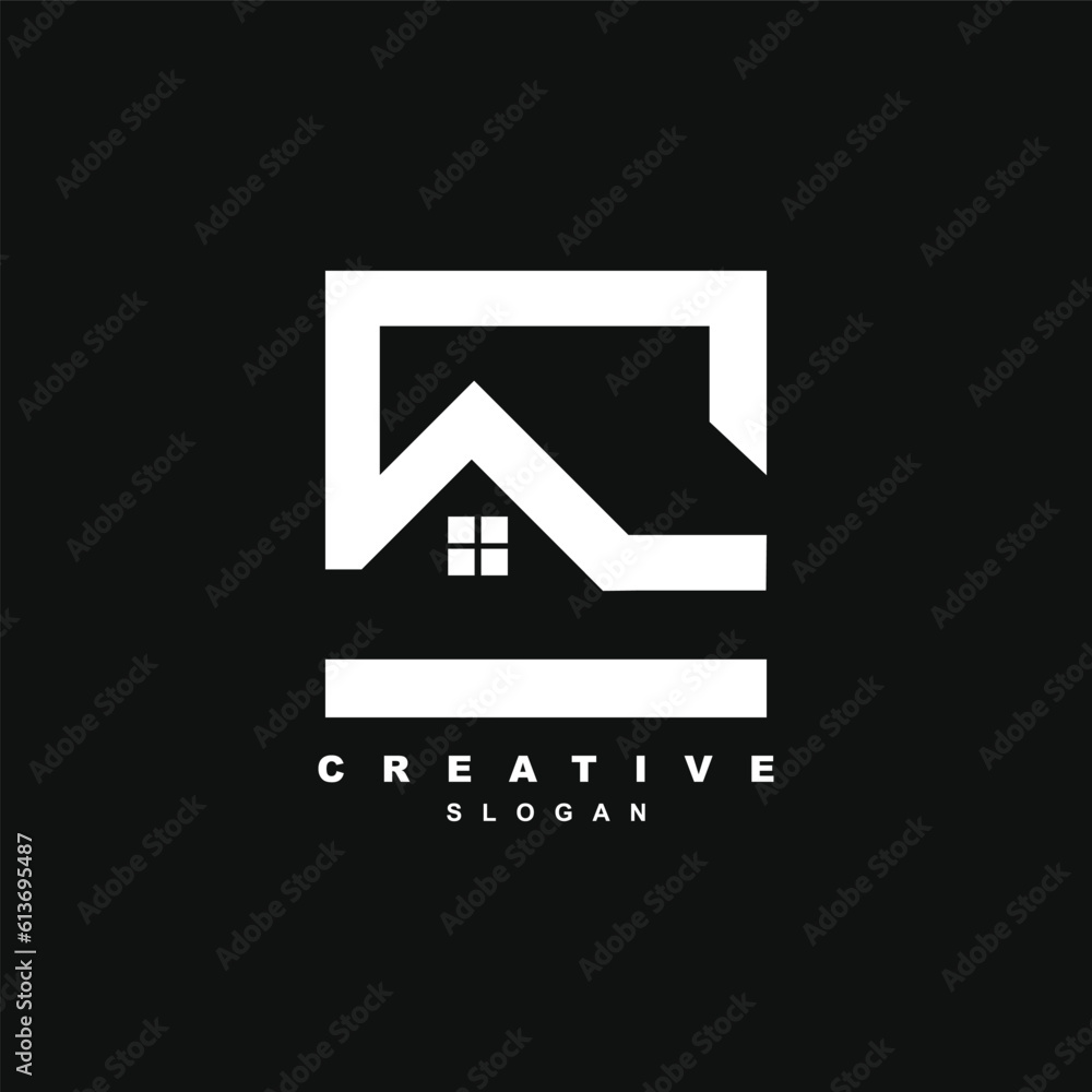 Simple minimal roof top logo design. Home interior and exterior logo ...