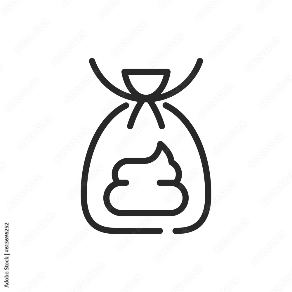 Cleaning Dog Waste Icon. Vector Outline Editable Sign of Responsibility ...
