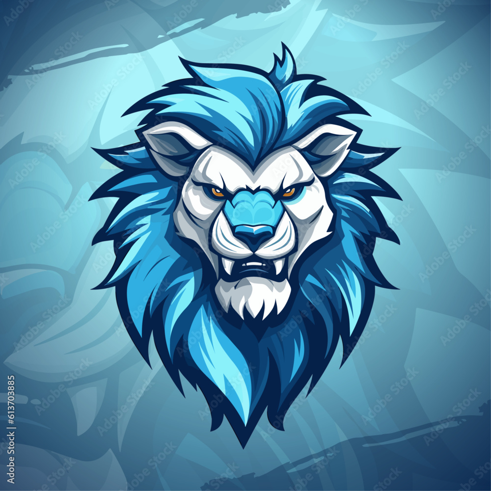Blue Lion Head Logo