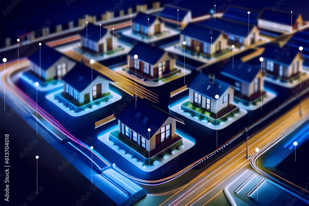 Digital community, smart homes and digital community. DX, Iot, digital ...