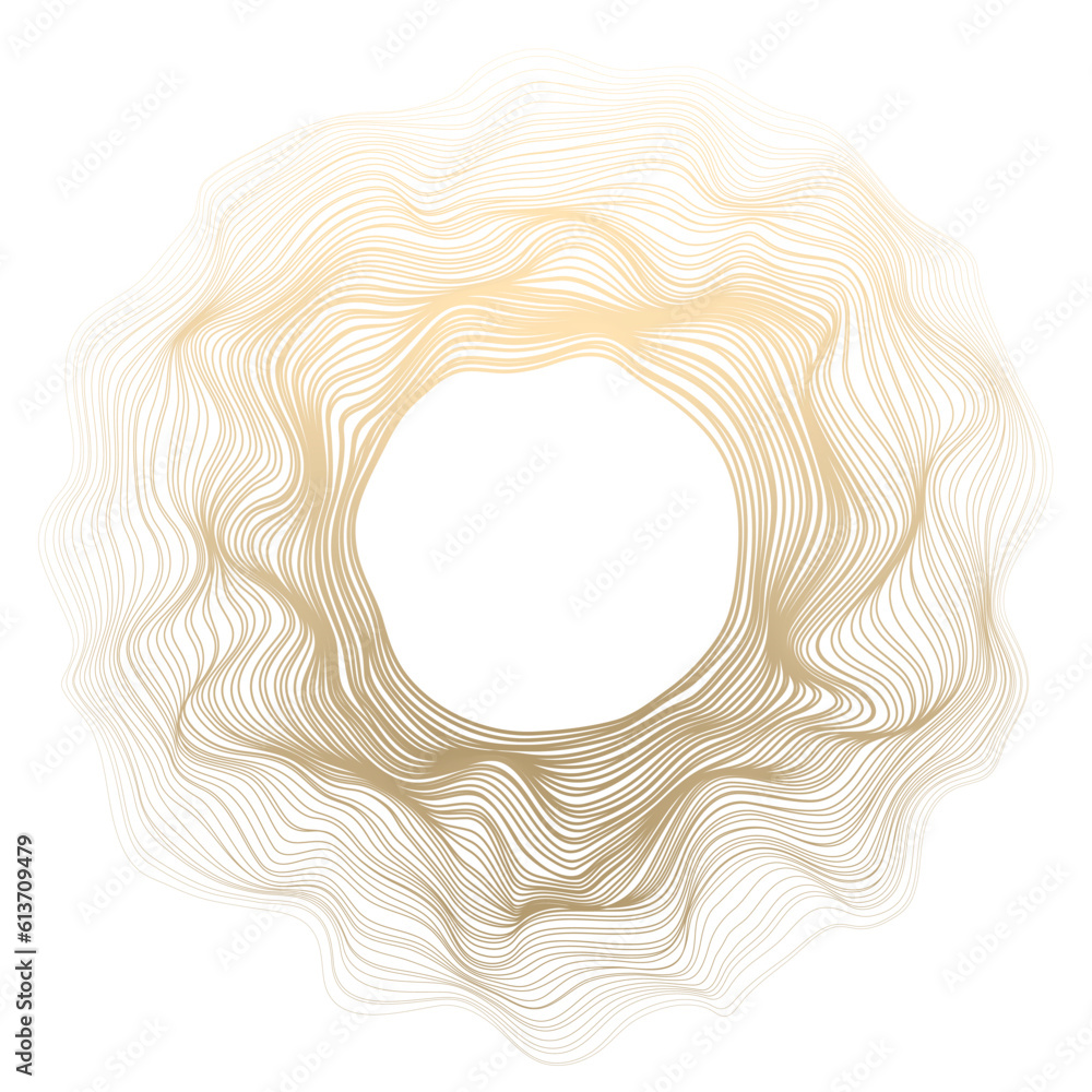 Abstract circle lines wave gold gradient isolated on transparent background. Vector in concept ...