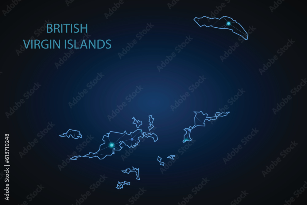 British Virgin Islands map filled with light blue gradient. High ...