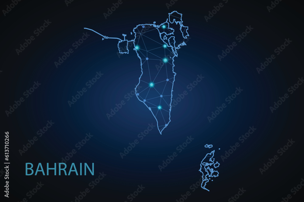 Map of Bahrain from Polygonal wire frame low poly mesh, contours ...
