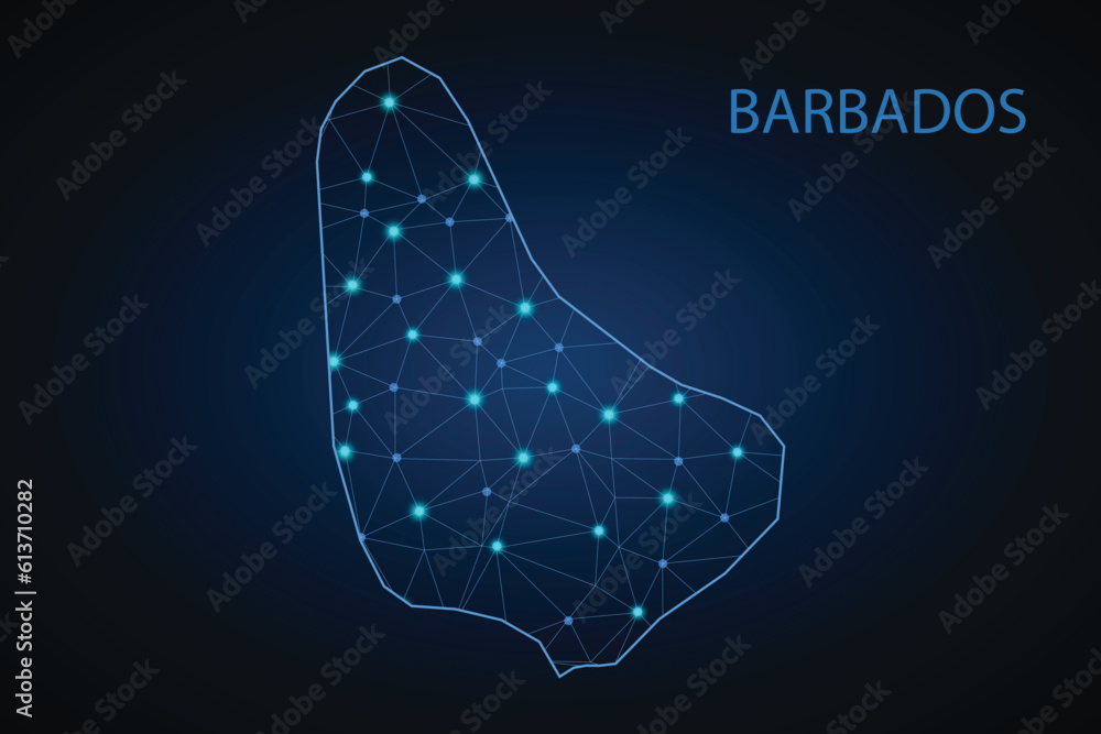 Map of Barbados from Polygonal wire frame low poly mesh, contours ...