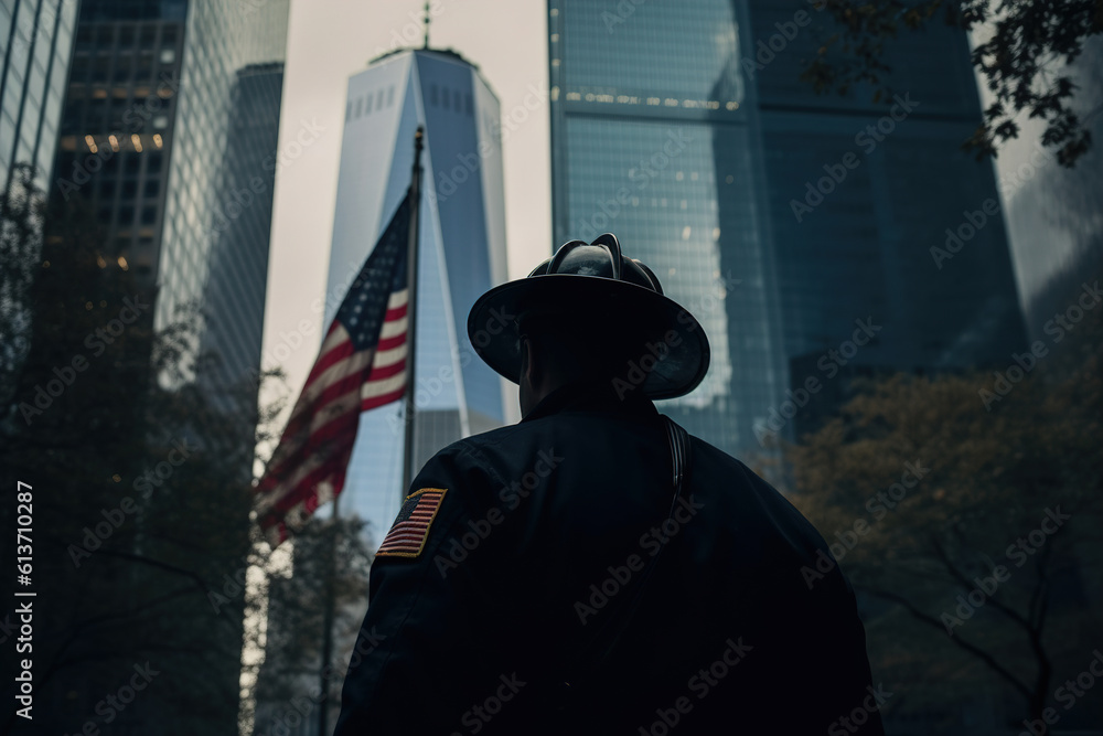 Patriot day USA, national date of service and remembrance 9 11 concept. Generative AI ...