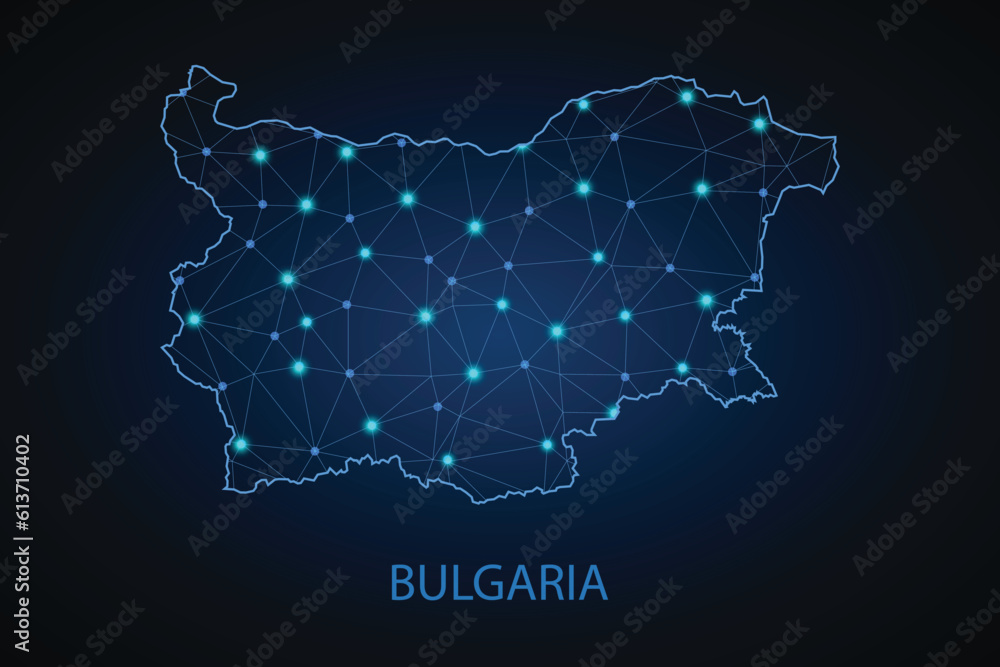 Map of Bulgaria from Polygonal wire frame low poly mesh, contours ...