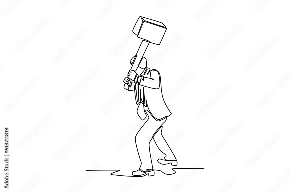 Continuous one line drawing vandalism concept. Single line draw design ...