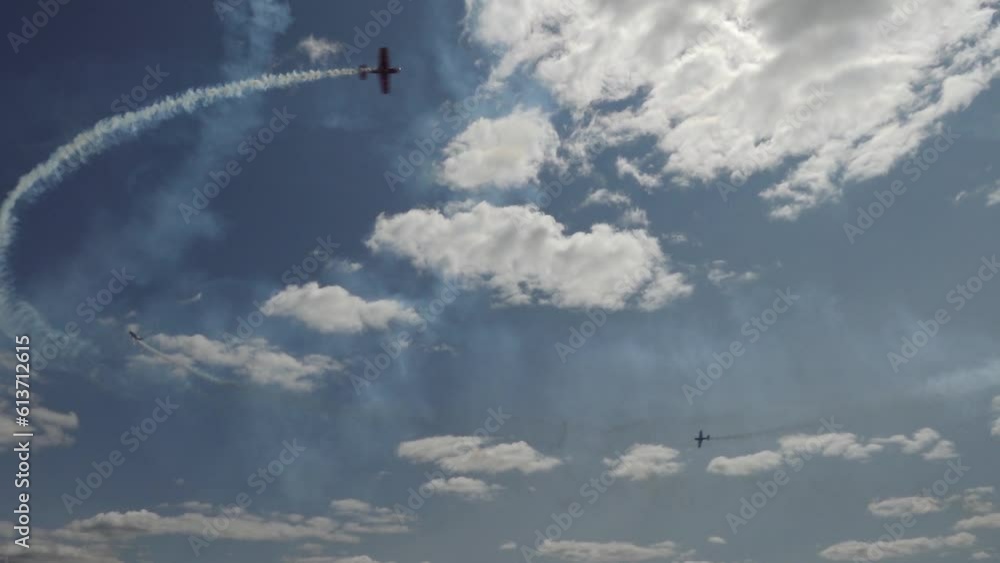 Private plane crash. A small plane during an aerobatic simulation ...