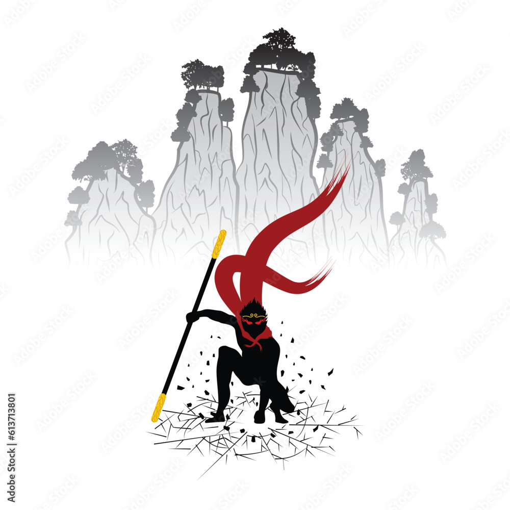 The artwork showcases the legendary Chinese character, Sun Wukong, also ...