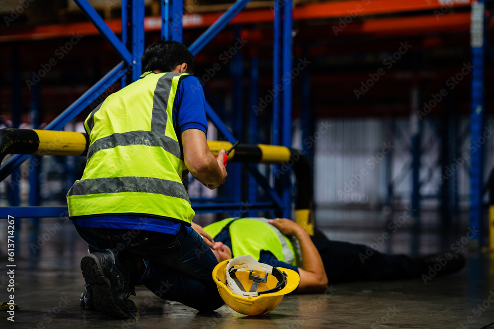 Asian warehouse worker injured working in warehouse Injured at work ...