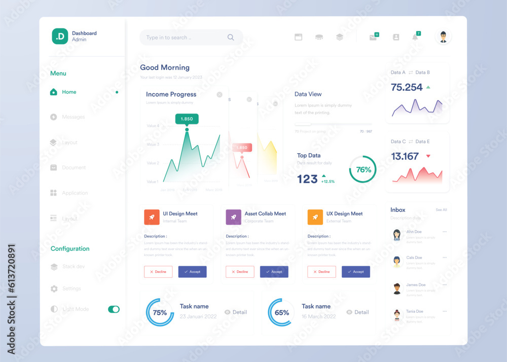 Infographic dashboard. UI design with graphs, charts and diagrams. Web ...