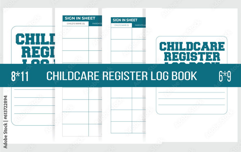 Childcare Register Log book Color Design Stock Vector | Adobe Stock