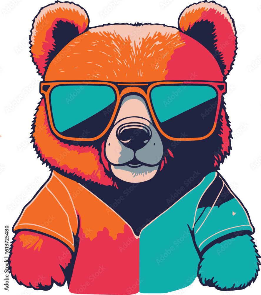 Poster grizzly bear with sunglasses, thug life, bear with shades ...