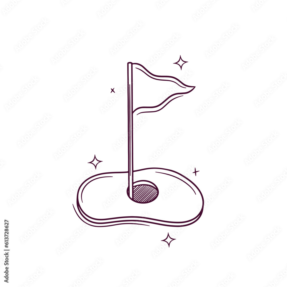 Hand Drawn Mini Golf Icon. Doodle Vector Sketch Illustration Stock ...