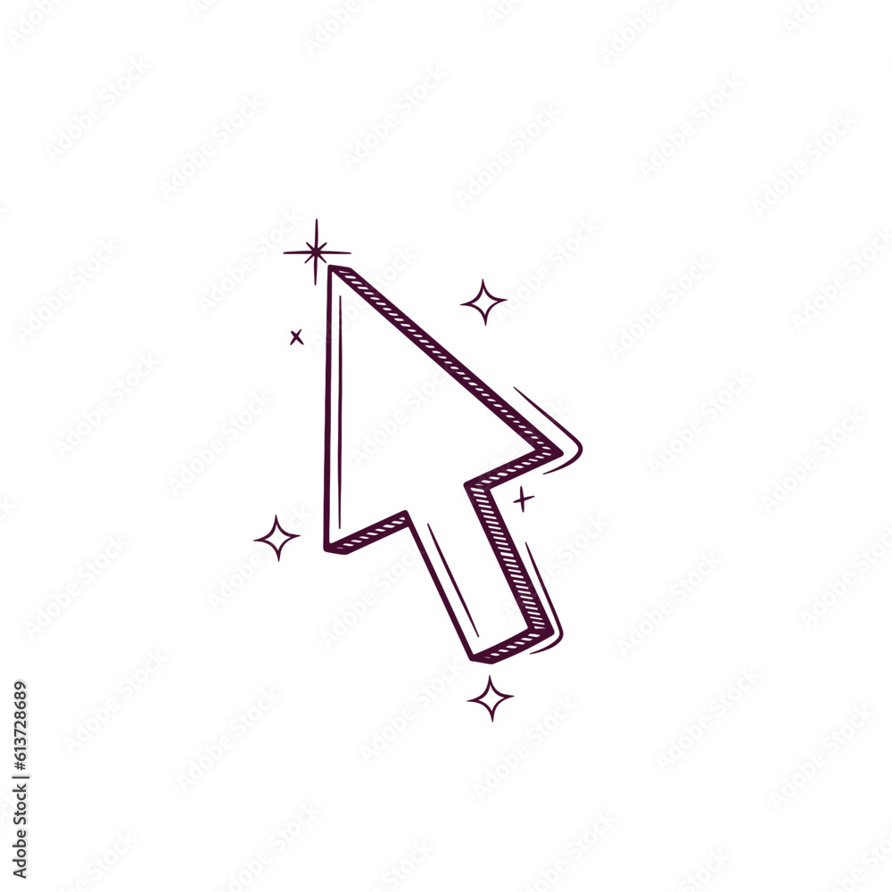 Hand Drawn Mouse Pointer Icon. Doodle Vector Sketch Illustration Stock ...