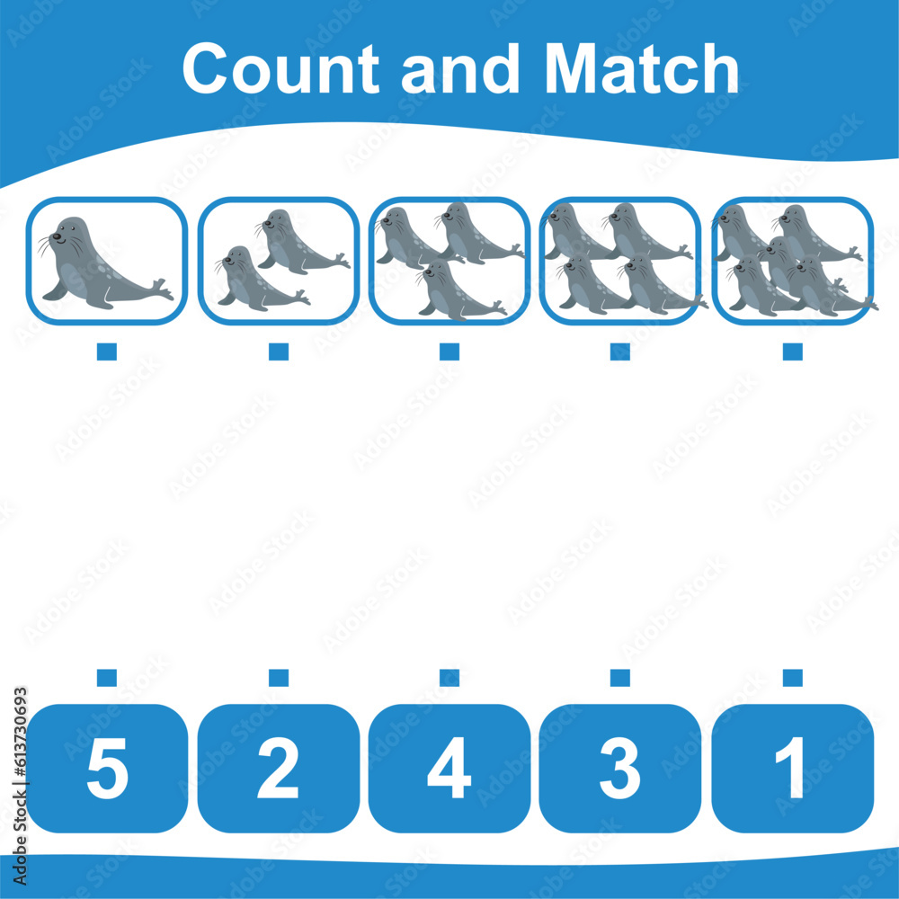 Count together the seal and match with the number. Count the sea life ...