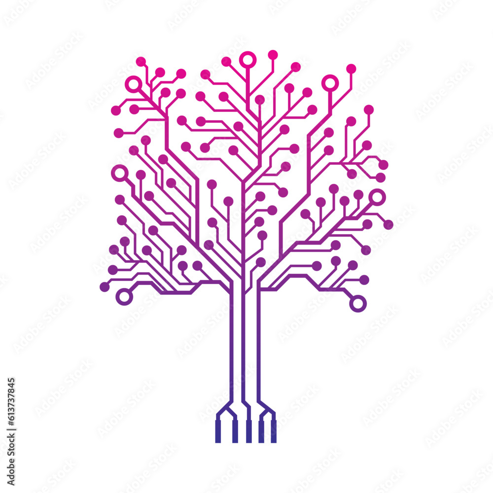 Circuit Technology Tree Vector Logo Icon. Stock Vector | Adobe Stock