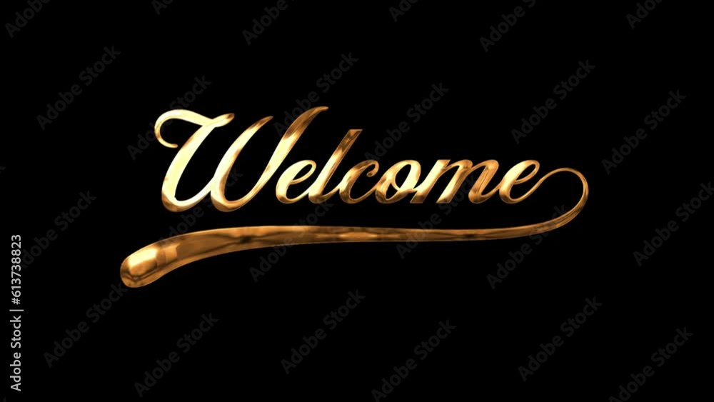 Luxury welcome animation gold color on black background. welcome ...