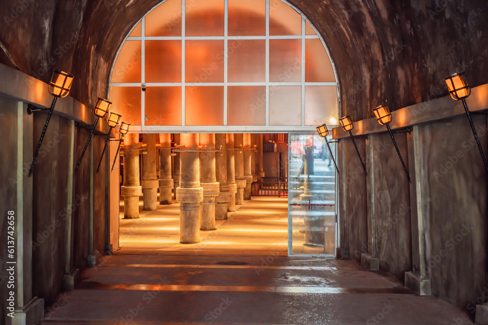 Beautiful cistern in Istanbul. Cistern - underground water reservoir ...